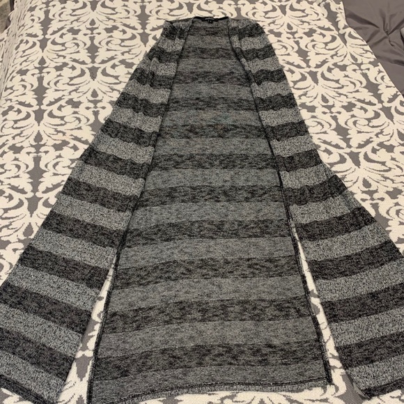 Ambiance | Jackets & Coats | Gray And Black Striped Duster | Poshmark
